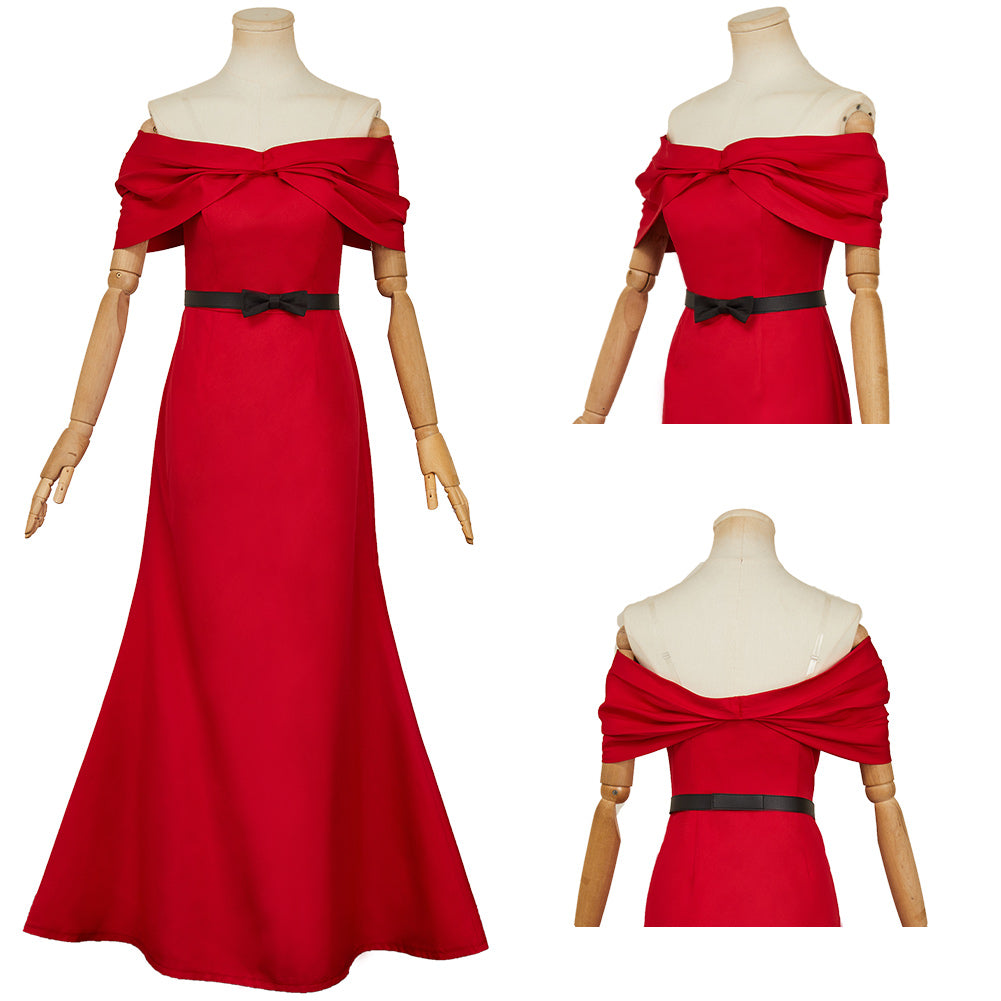 The Dinner Table Detective Reiko Hosho red Dress Cosplay Costume Outfi ...